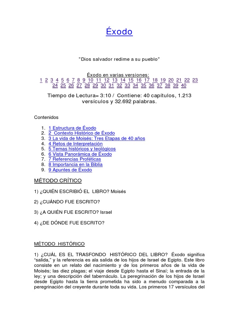 Éxodo Todos Los Datos | PDF | Libro del éxodo | Moisés