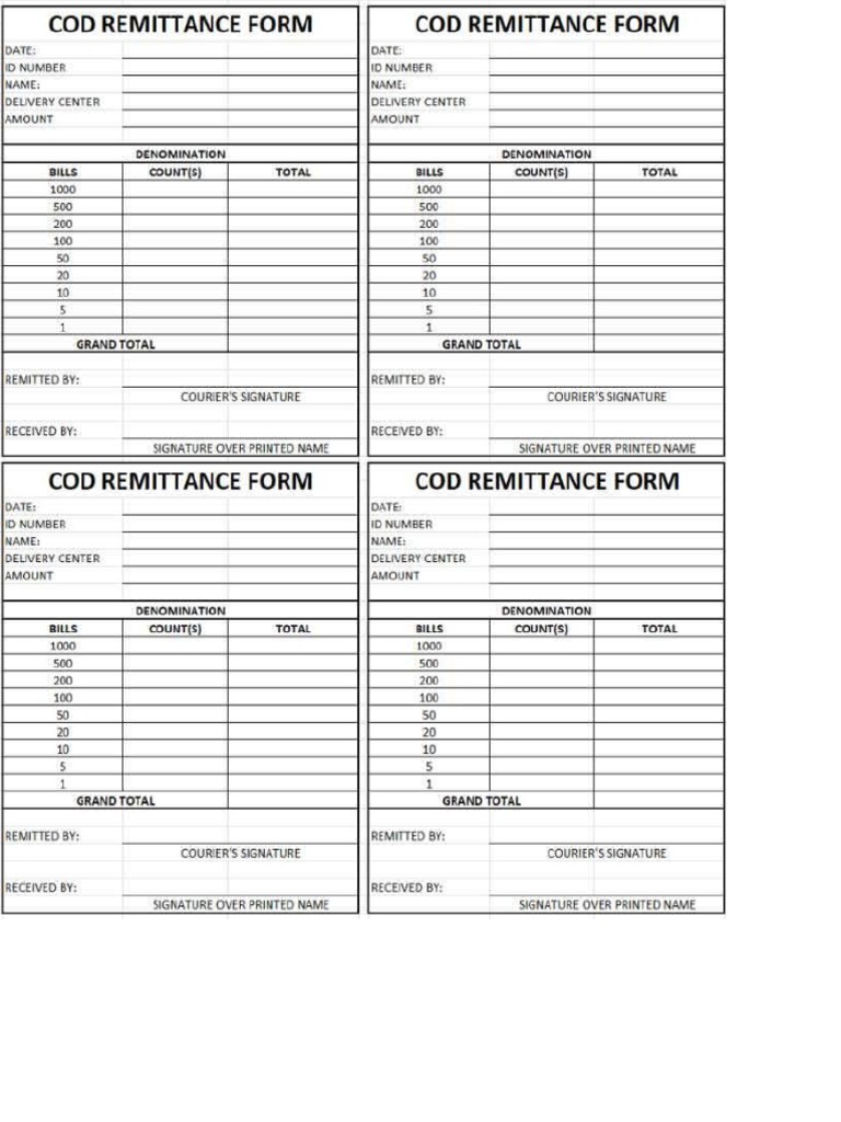 Cod Remittance Form | PDF