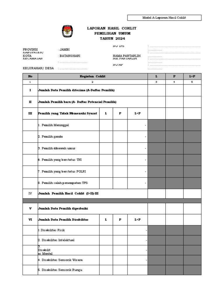 Formulir Pantarlih | PDF