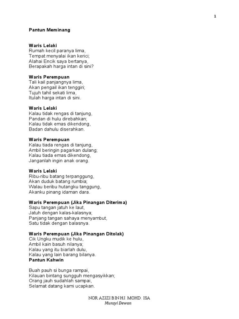 Koleksi Pantun Pengantin (Seri Bahasa) | PDF