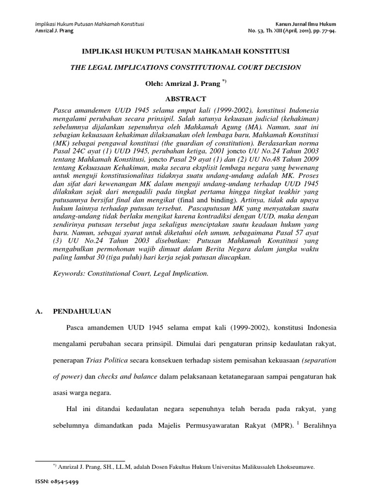 (Bab4) Implikasi Putusan MK | PDF