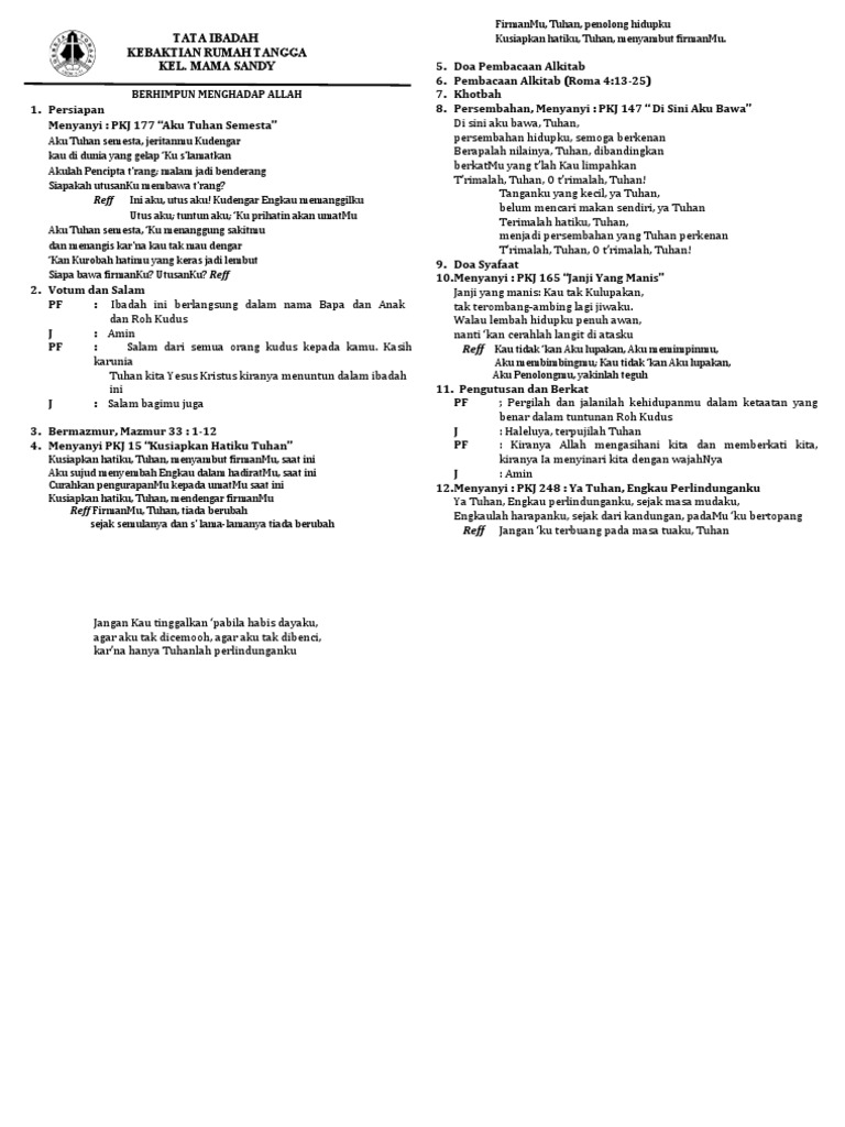 Tata Ibadah Kebaktian Rumah Tangga | PDF