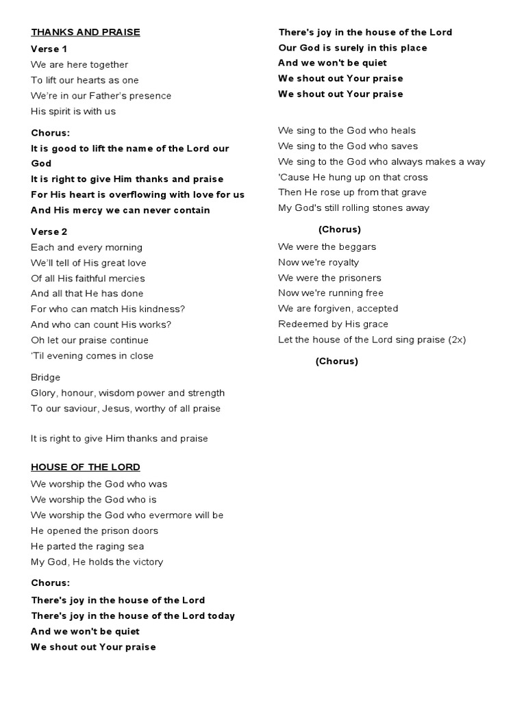 Thanks and Praise | PDF | Glory (Religion) | Jesus