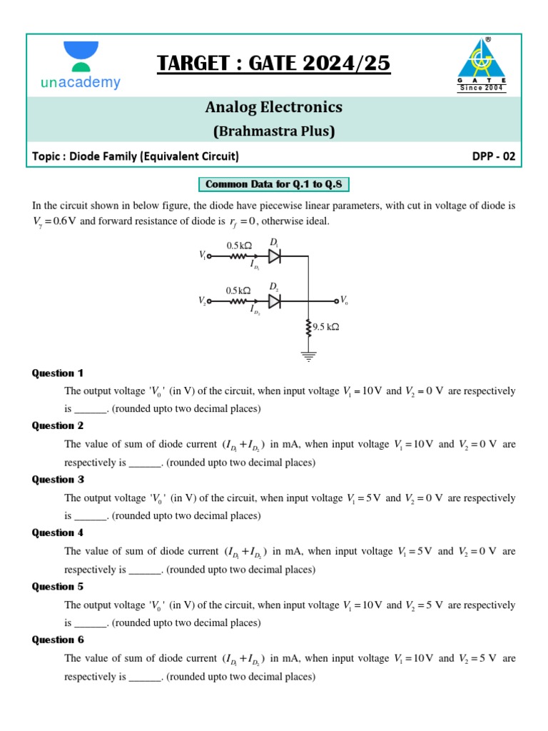 Analog Electronics DPP-02 (24-25) | PDF | Diode | Electrical Network