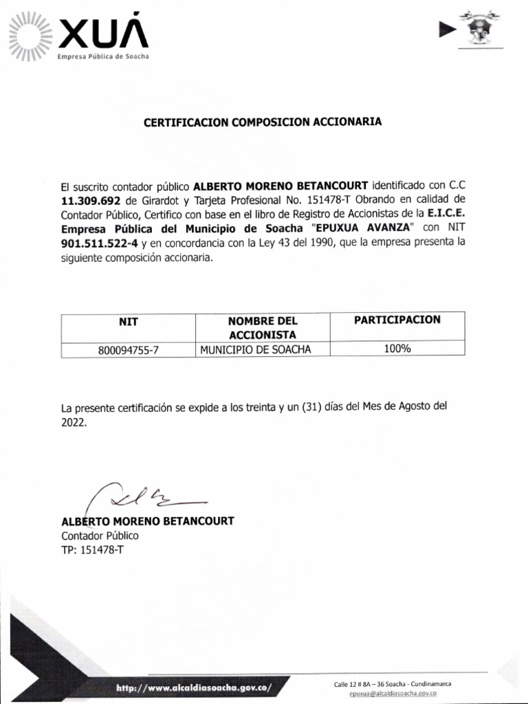 CERTIFICACION ACCIONARIA | PDF