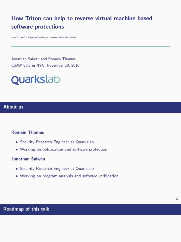 CSAW2016 SOS Virtual Machine Deobfuscation RThomas JSalwan | PDF ...