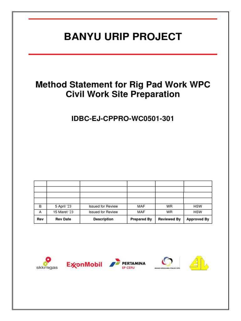 IDBC-EJ-CPPRO-WC0501-301 - B - Method Statement For Rig Pad Work WPC Civil Work Site Preparation ...