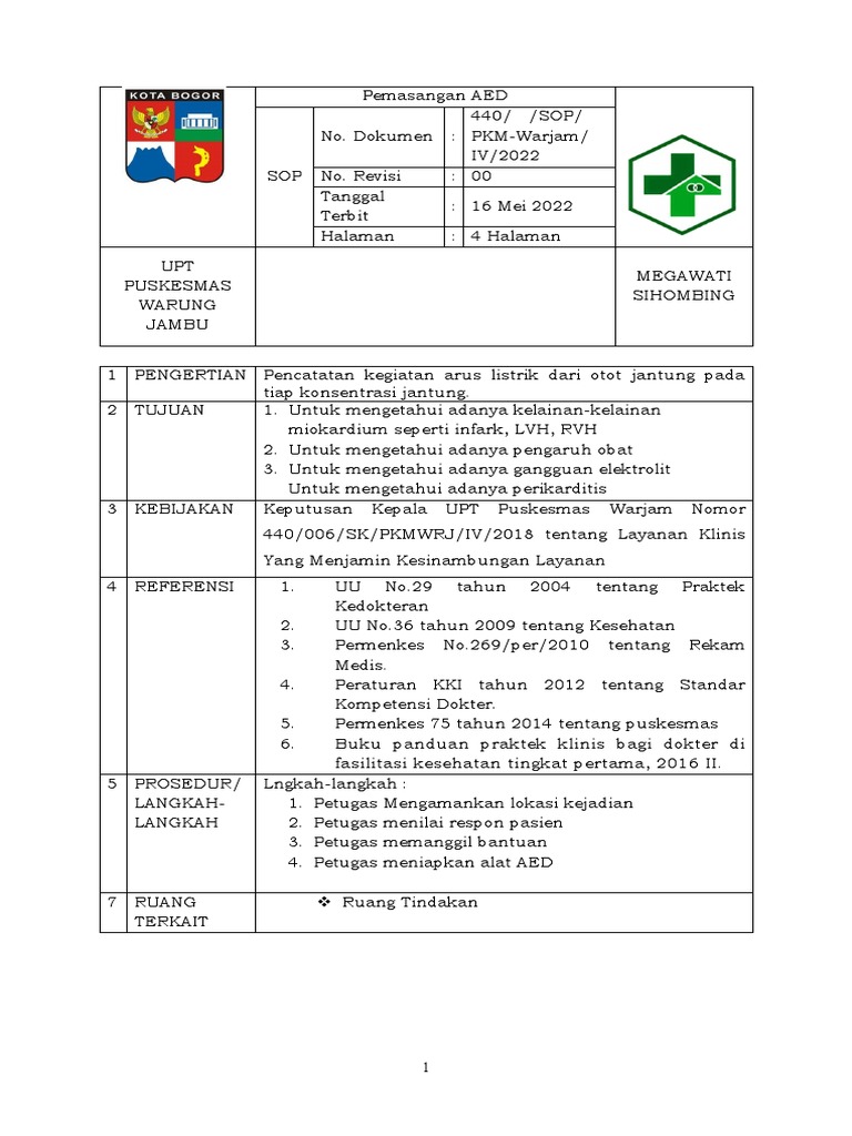 SOP Pemasangan AED | PDF