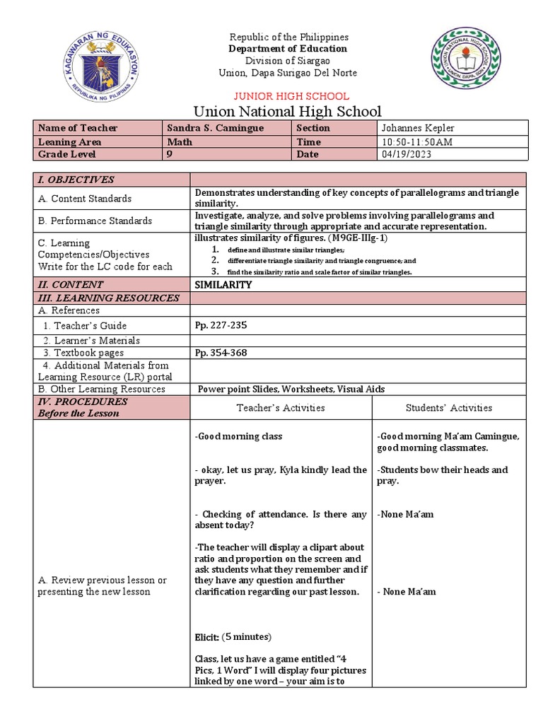 7 Es Lesson Plan | PDF | Shape | Teachers
