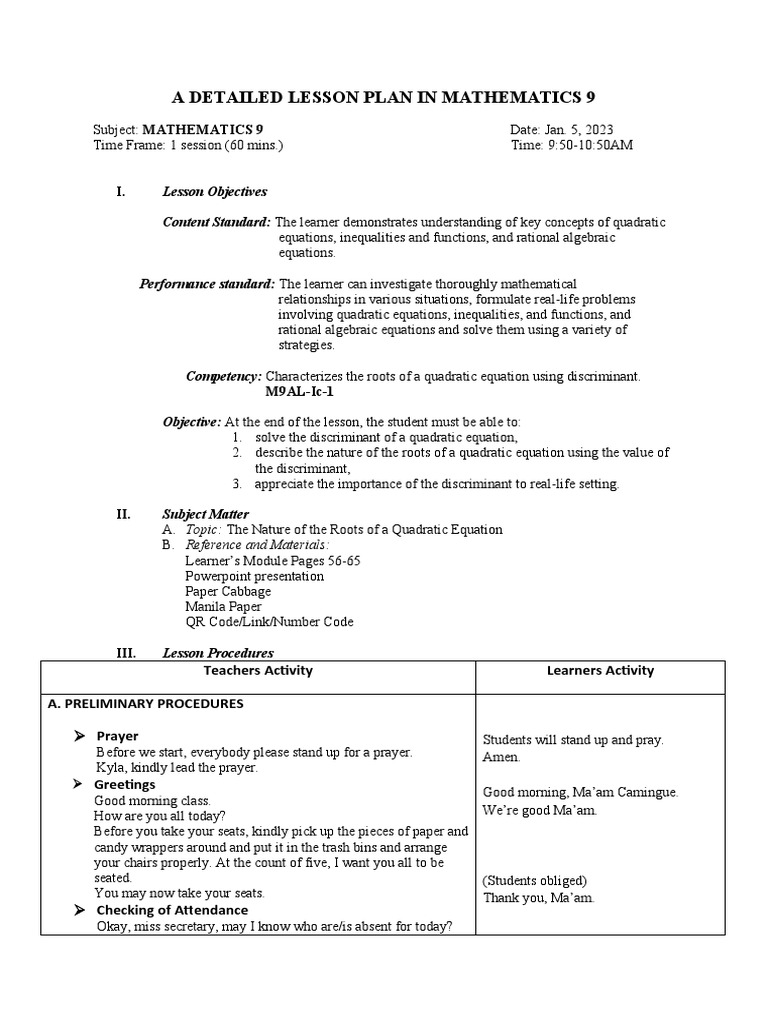 Cot 1 2022-2023 | PDF | Quadratic Equation | Equations