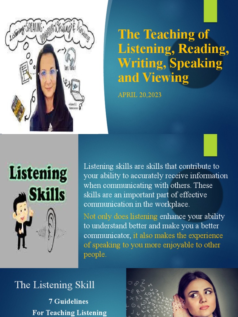 The Teaching of Listening, Reading and Writing | PDF | Reading ...