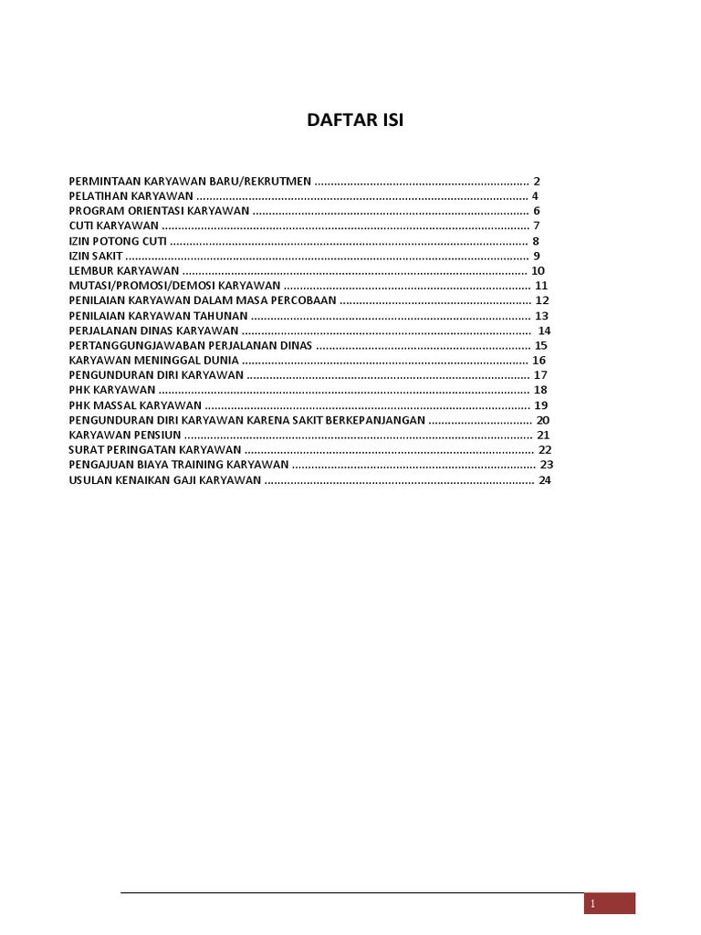 Contoh SOP Perusahaan - SDM | PDF
