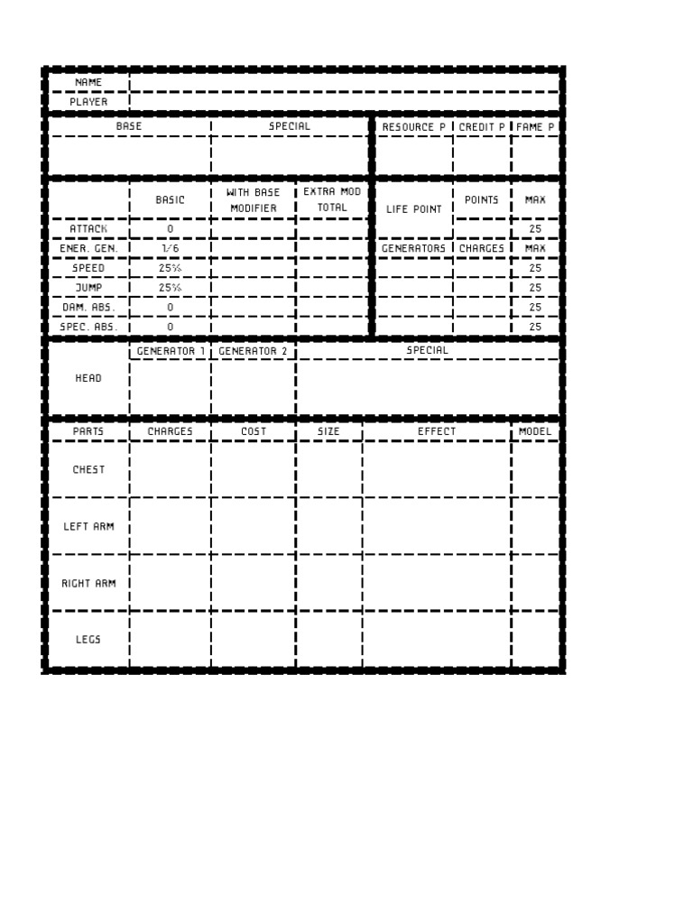 RML - Character Sheet - Printer Friendly | PDF
