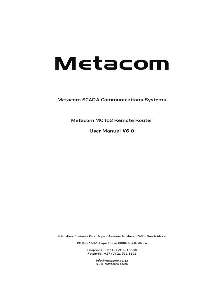 Metacom MC402 User Manual v006 (Scada Communications) | PDF | Computers