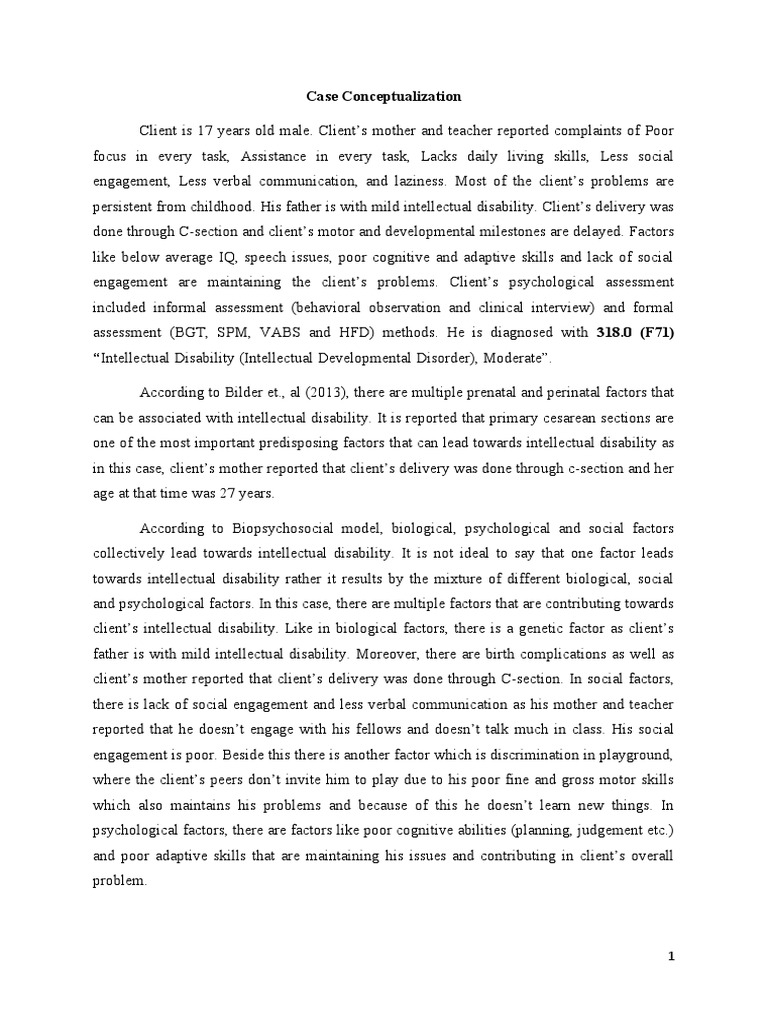 Case Conceptualization sample | PDF