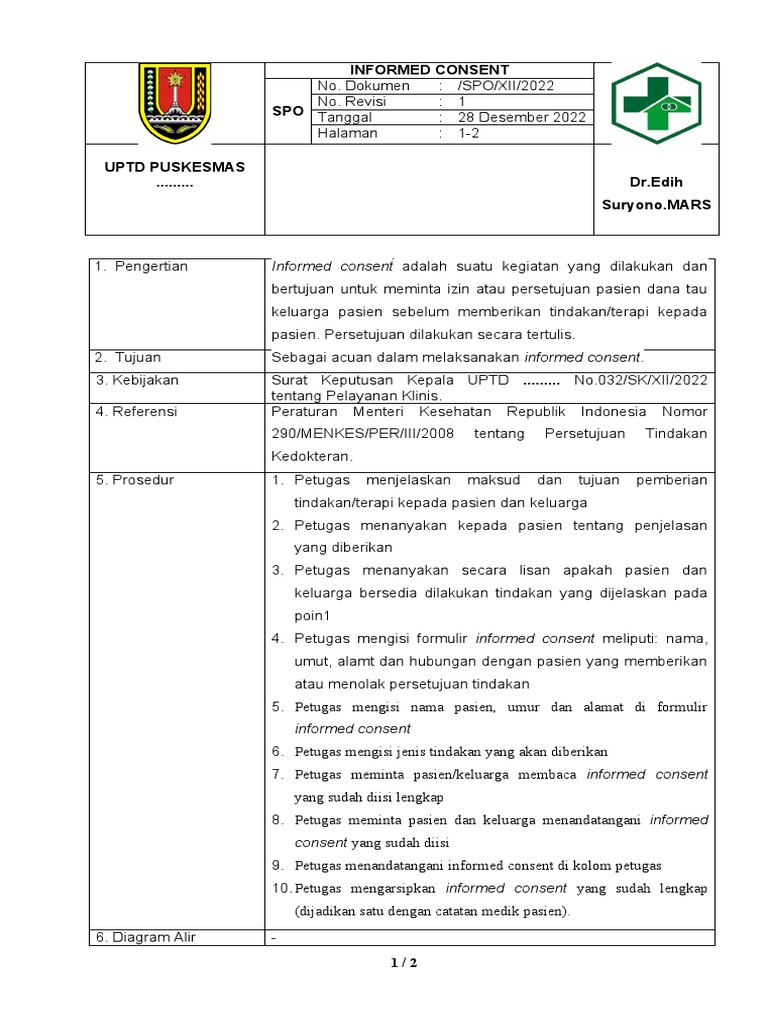 Panduan Informed Consent Puskesmas | PDF