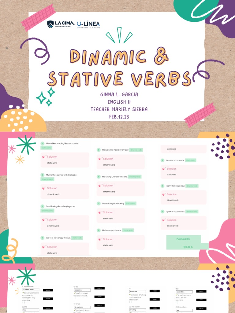 Dynamic vs. Stative Verbs Explained | PDF