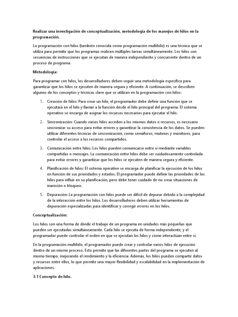 Programacion Concurrente | PDF | Hilo (Computación) | Proceso (Computación)