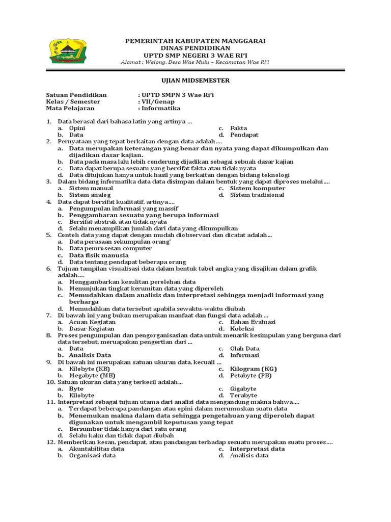 Soal Mid Genap Informatika | PDF