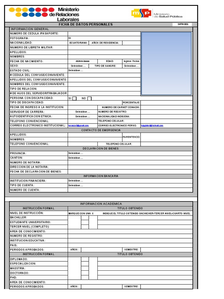 Ficha de Datos Personales Siith - General | PDF