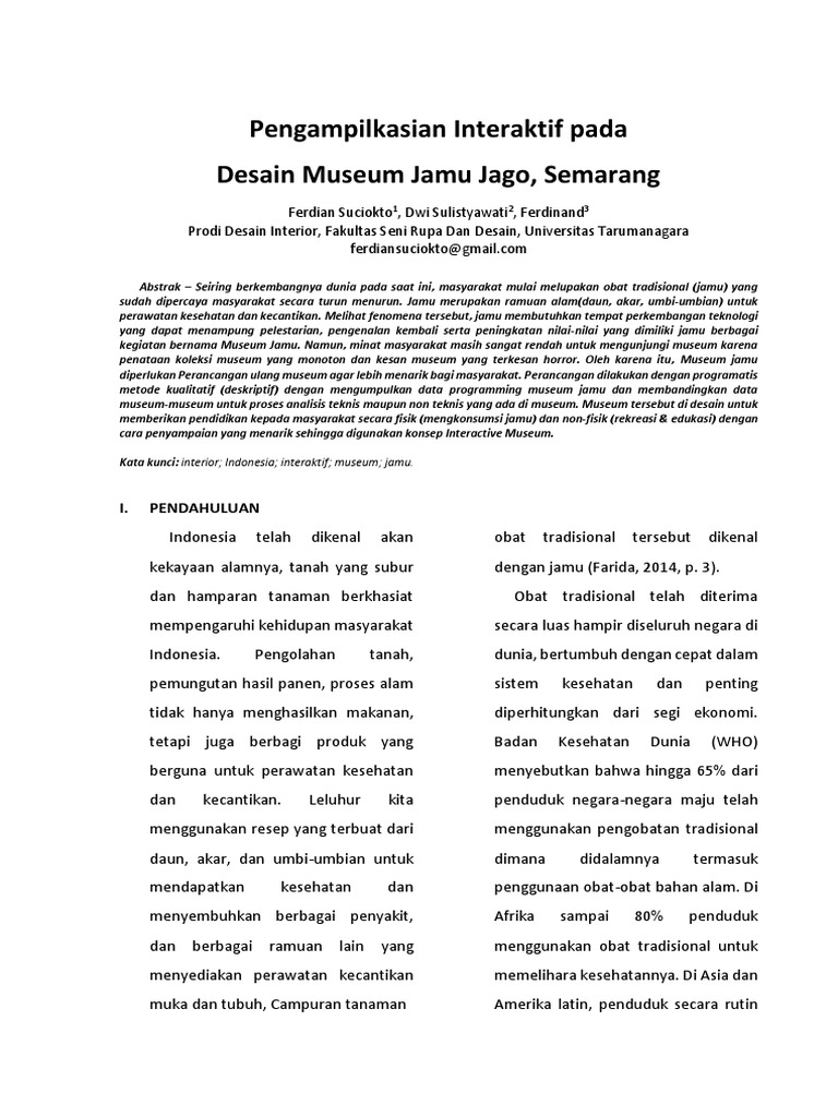 Jurnal "Pengampilkasian Interaktif Pada Desain Museum Jago" | PDF ...
