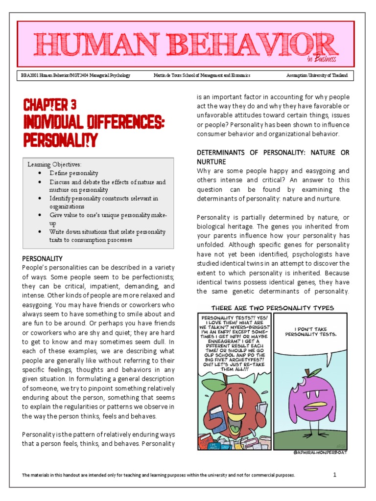 Chapter 3 Individual Differences Personality Pdf