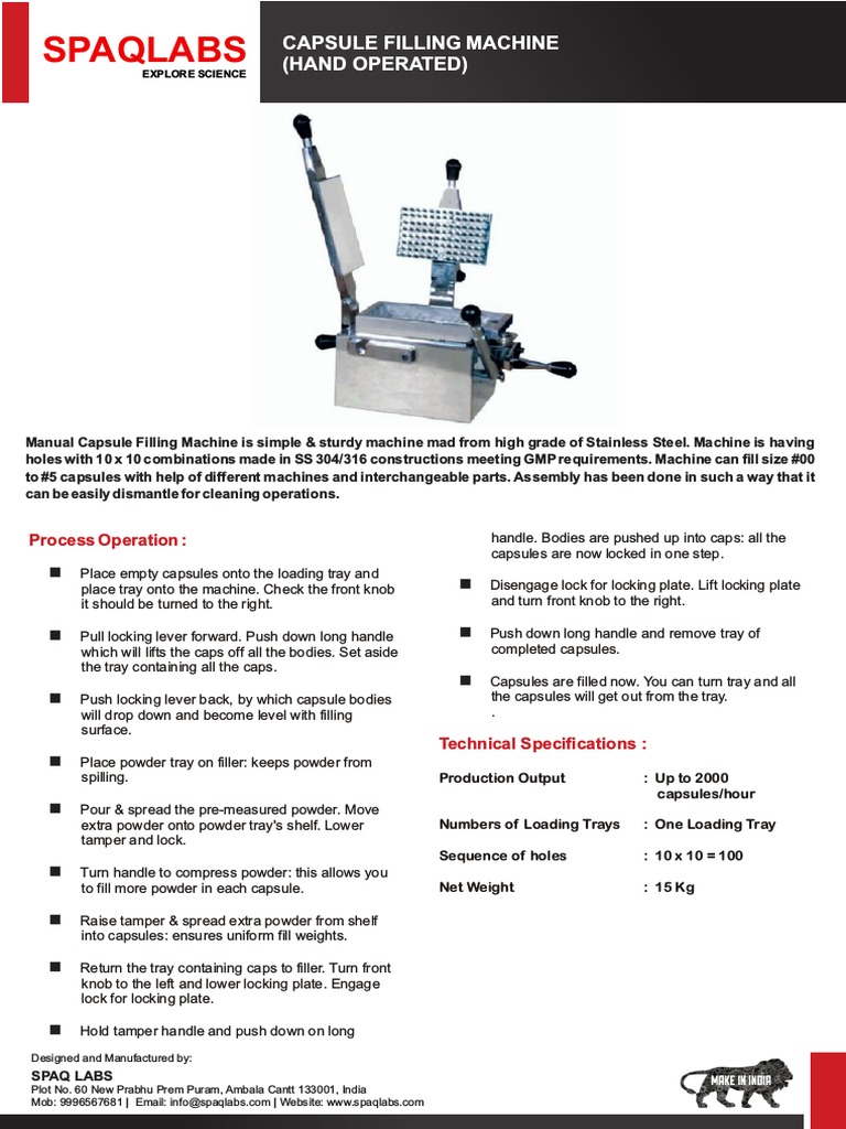 Capsule Filling Machine | Download Free PDF | Tools | Secondary Sector ...