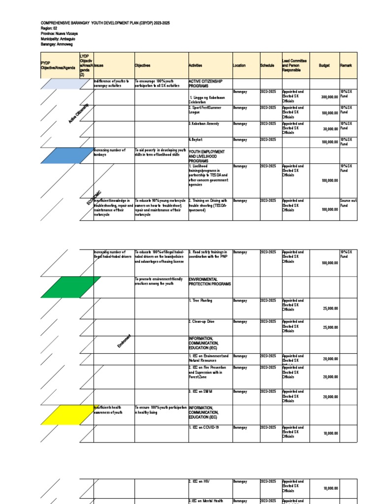Barangay Youth Development Plan 2023-2025 | PDF