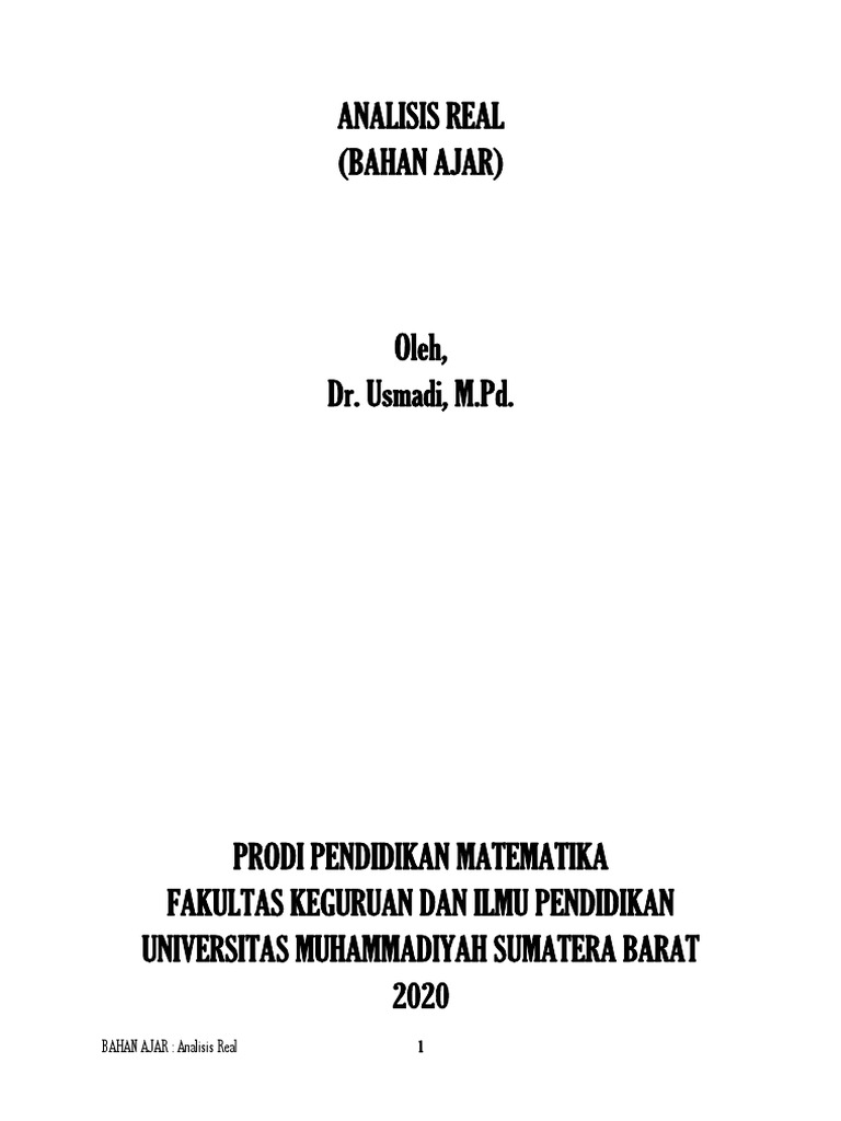 Bahan Ajar Analisis Real 2020 | PDF