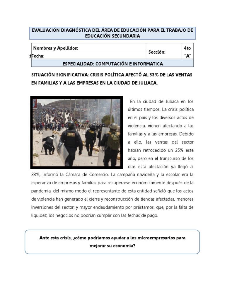 Experiencia de Aprendizaje Evaluacion Diagnostica Computacion | PDF | Evaluación | Cognición