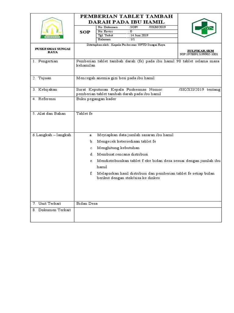 SOP TABLET FE IBU HAMIL | PDF