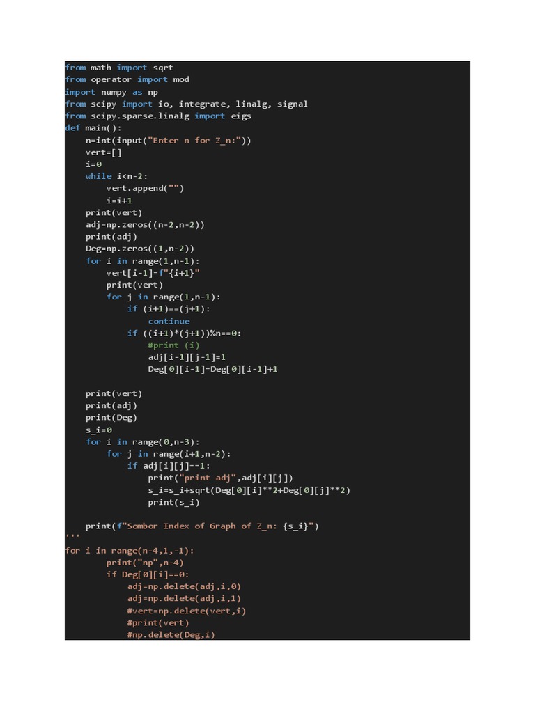 Randic Index Python Program | PDF
