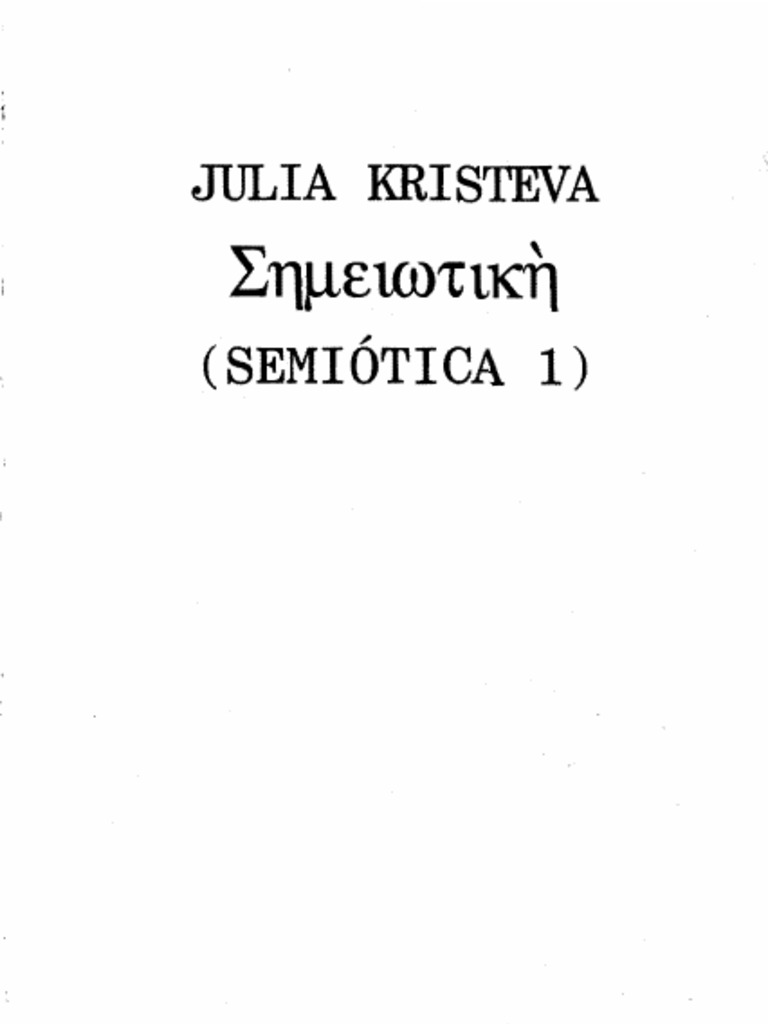 Kristeva, Semiotica I | PDF | Artes del Lenguaje y Comunicación