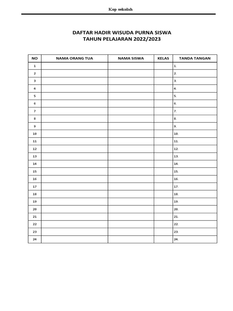Daftar Hadir Wisuda TH - 2023 | PDF