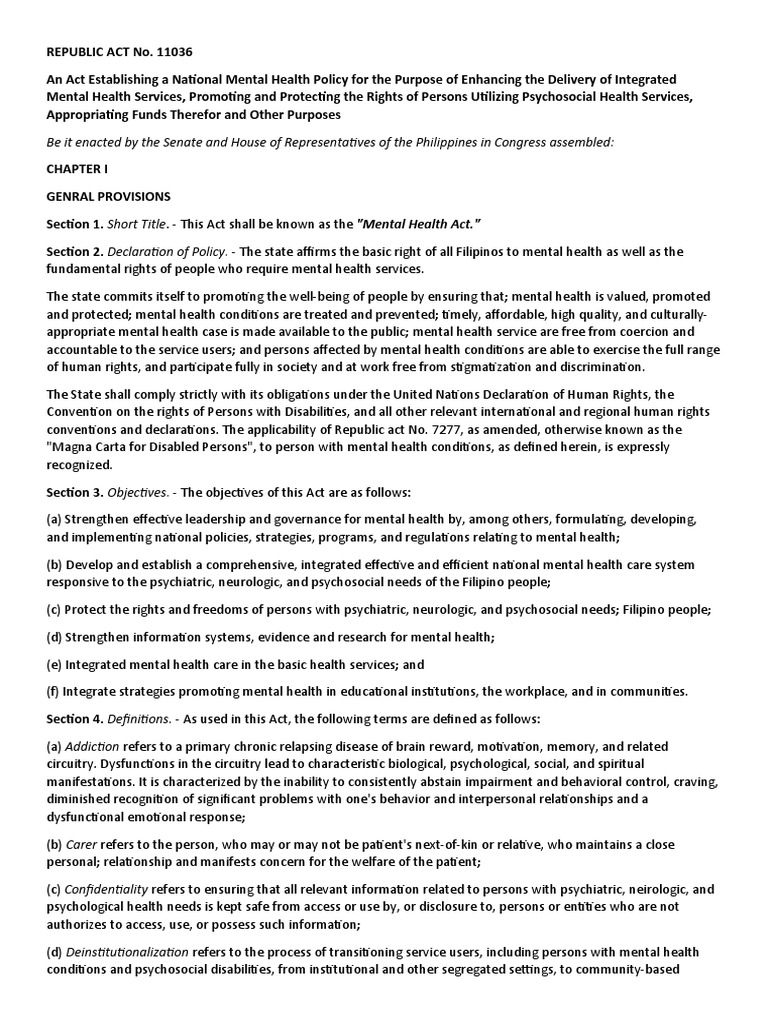 REPUBLIC ACT No 11036 | PDF