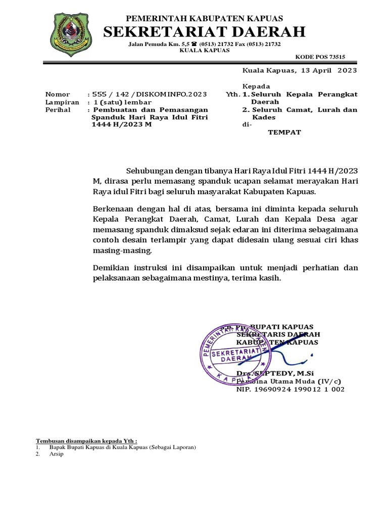 Surat Edaran Spanduk Idul Fitri | PDF