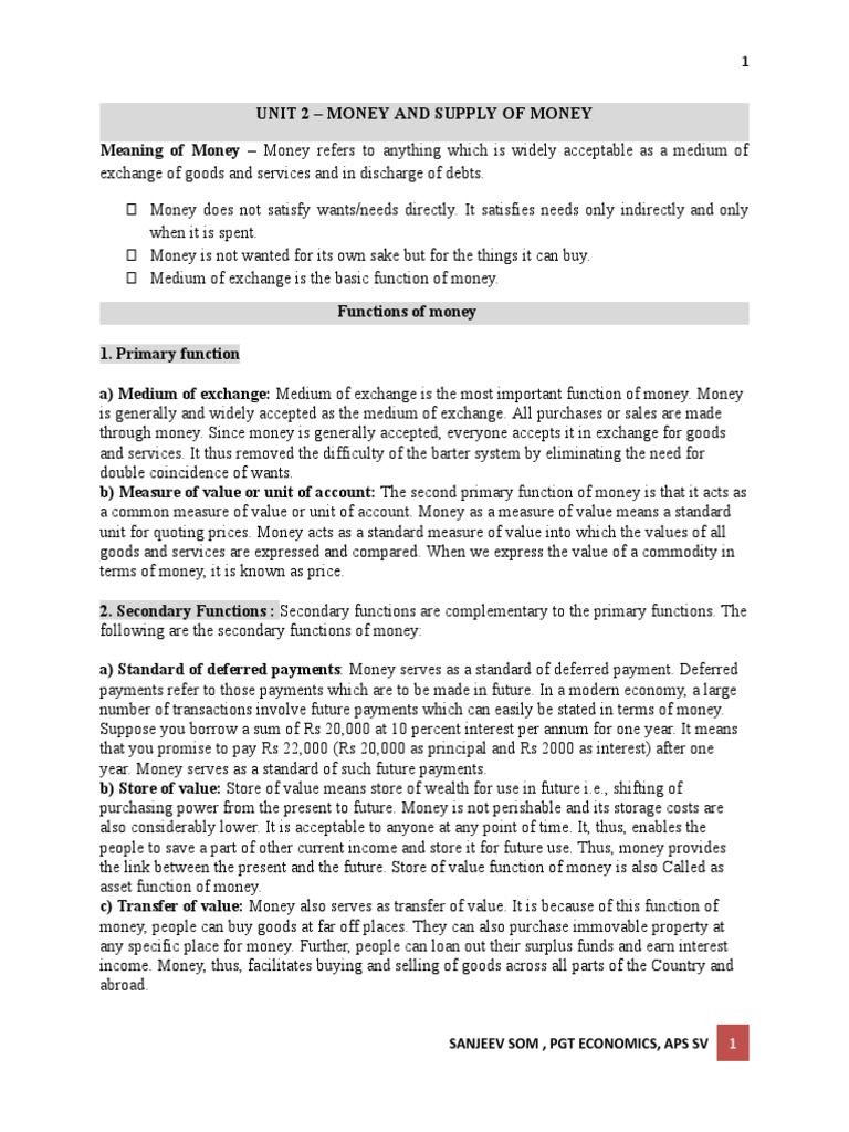 Unit 2 - Money and Banking | PDF