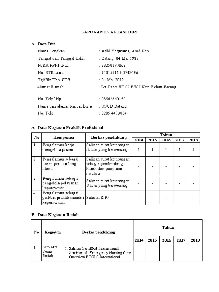 Laporan Evaluasi Diri Oleh Anggota | PDF