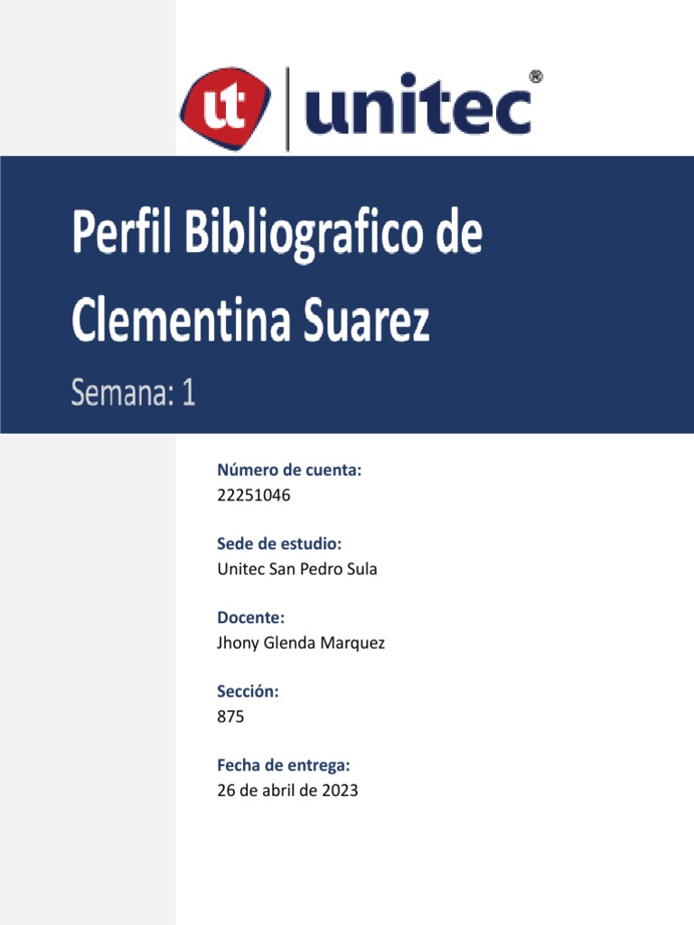 Perfil Bibliografico Clementina Suarez | PDF | Novelas | Honduras