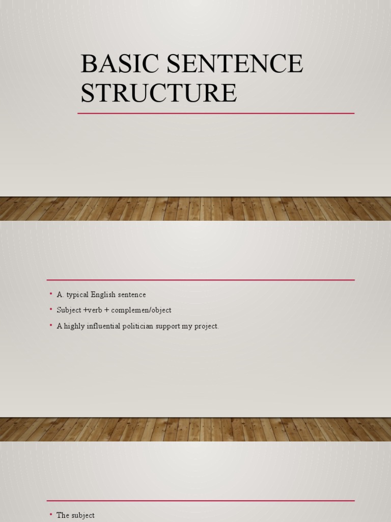 Basic Sentence Stucture Pantang Menyerah Pdf Verb Subject Grammar