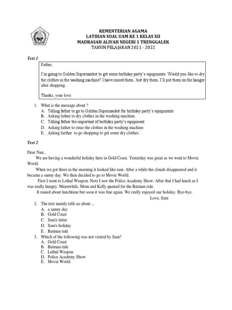 Latihan Soal Uam 1 | PDF