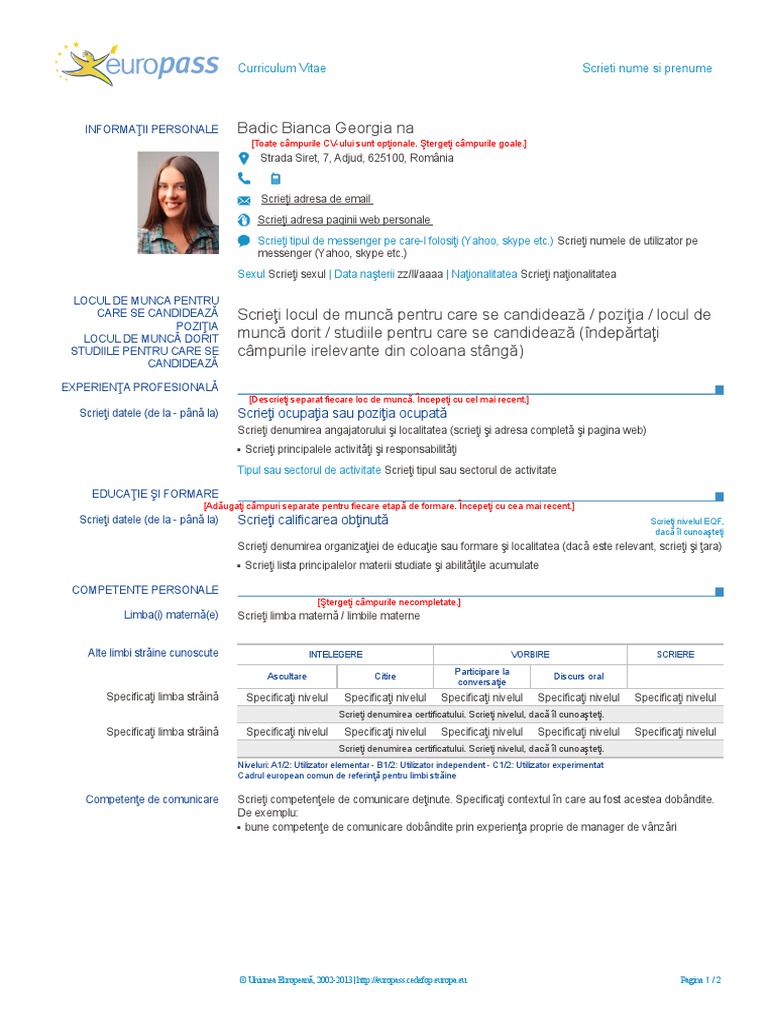 EP001 Curriculum Vitae Europass | PDF