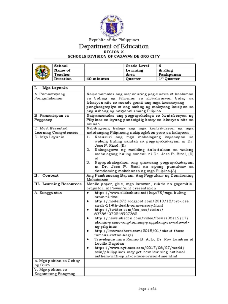Sample Lesson Exemplar AP For DEMO | PDF