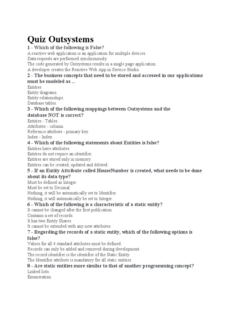 Quiz Outsystems | PDF