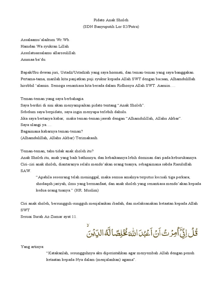 Pidato Anak Sholeh 2023edit | PDF