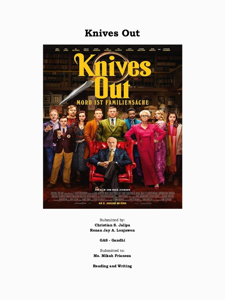 Knives Out - Movie Review (Reading and Writing) | PDF