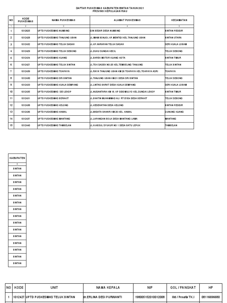 Nama & Alamat PKM | PDF