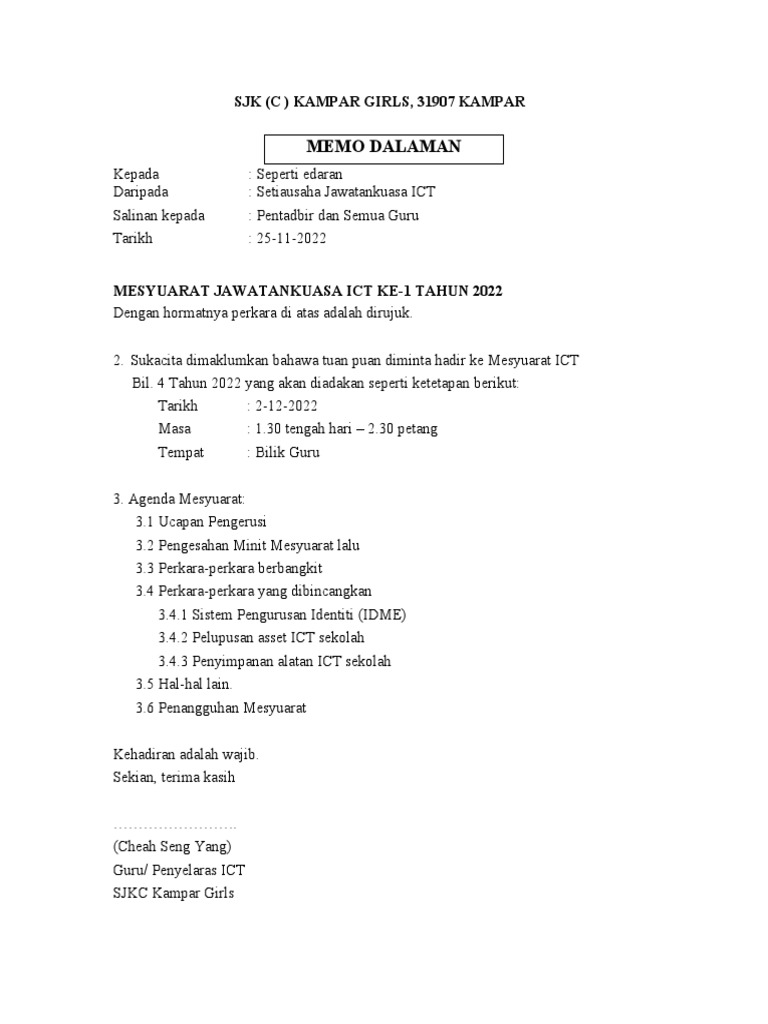 MEMO ICT 4, 2022 (Edited) | PDF