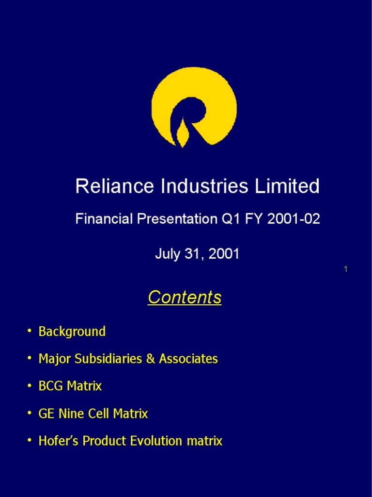 Presentation-Reliance Industries LTD | PDF | Oil Refinery | Enterprise ...