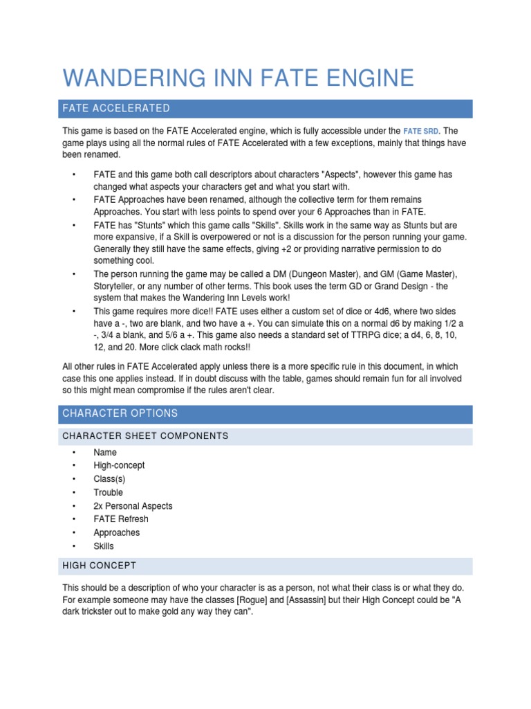 Unofficial Wandering Inn FATE Conversion | PDF | Career & Growth | Self ...